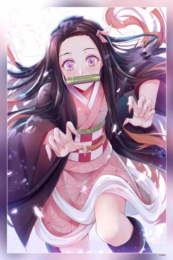 Kimetsu No Yaiba Art Nezuko Kamado Matte Finish Poster Paper Print ...