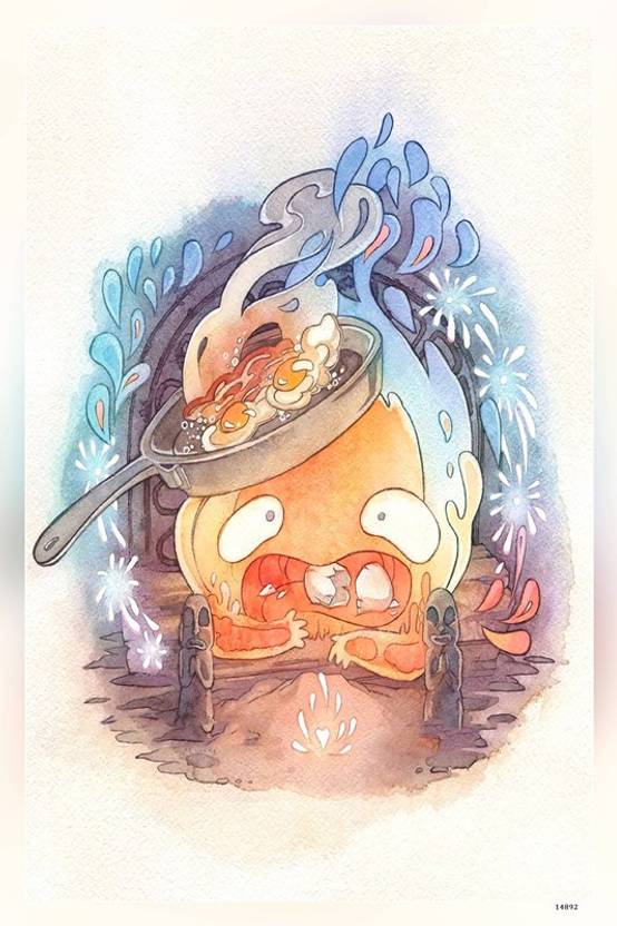 Howls Moving Castle Anime Art Calcifer Drawing Hayao Miyazaki Studio ...