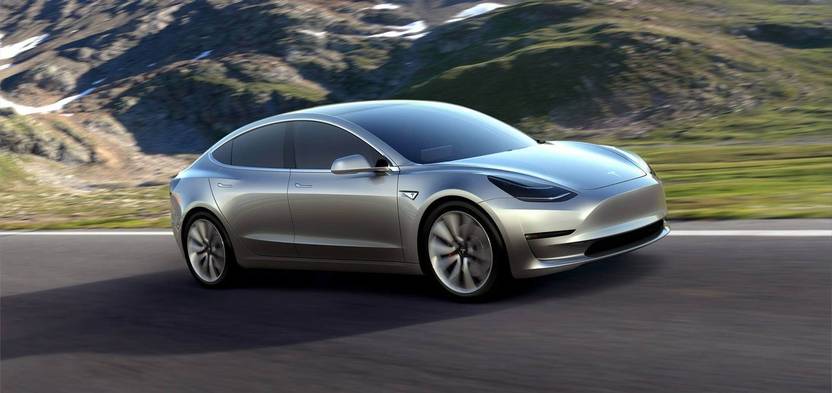 Poster Tesla Model 3 Tesla Motors Electric Car Mountain Road sl-10205 ...