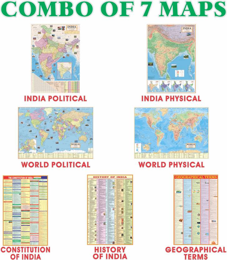 India & World Map ( Both Political & Physical ) with Constitution of ...