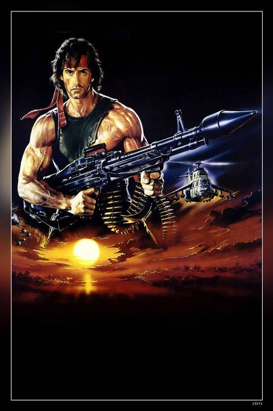 Drawing Rambo Helicopters Sylvester Stallone Matte Finish Poster Paper ...