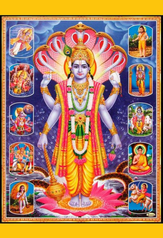 Poster Bhagwan Vishnu Ji With Ten Forms sl-14110 (LARGE Poster, 36x24 ...