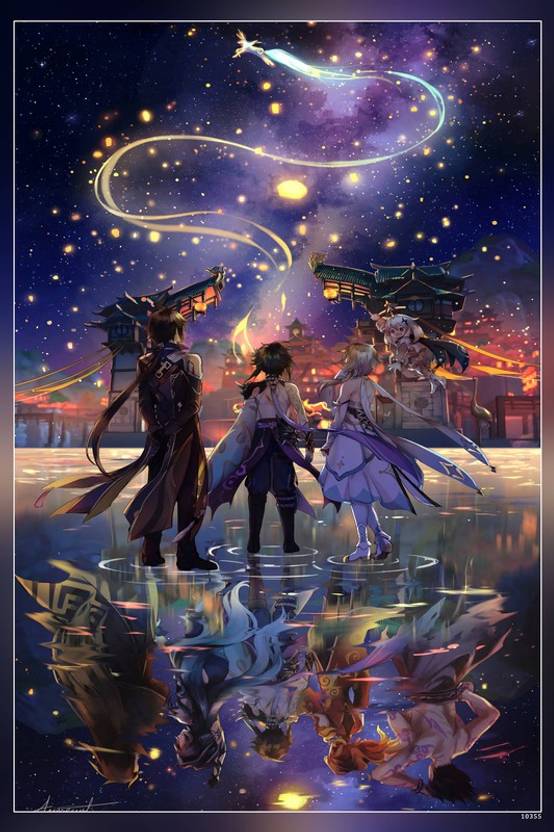 Genshin Impact Paimon Zhongli Genshin Impact Hd Matte Finish Poster P ...
