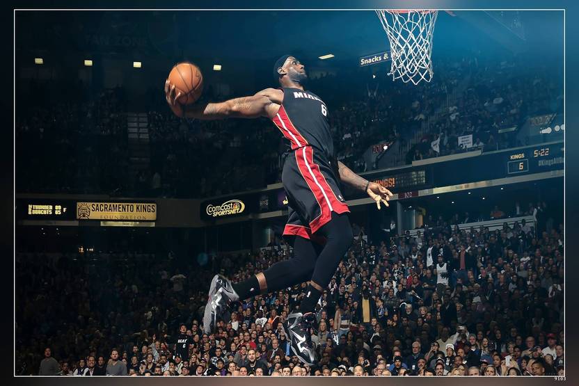 Lebron James Dunk Nba Matte Finish Poster P-9103 Paper Print ...
