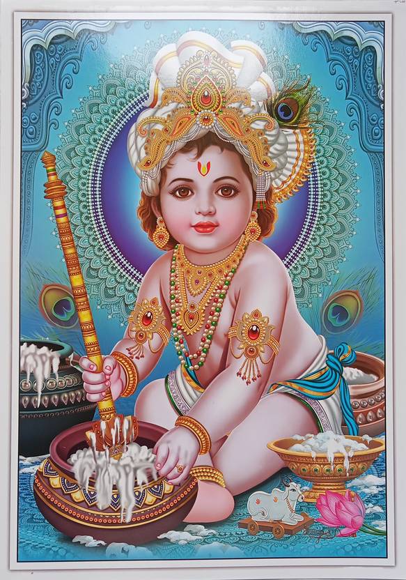 Bal Roop Krishna Poster - Beautiful Hindu Deity Art for Home Decor ...