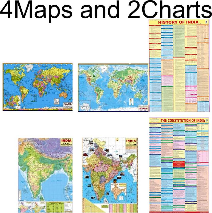 Laminated INDIAN Constitution & History of India Charts With Political ...