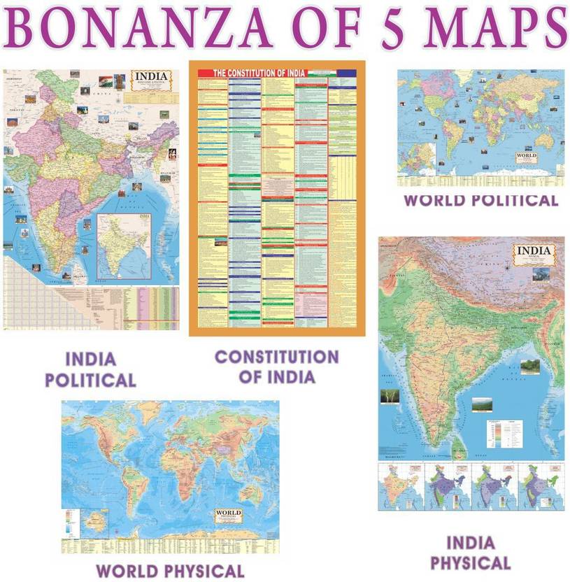 INDIA & WORLD ENGLISH MAPS (Both Political & Physical) Constitution of ...