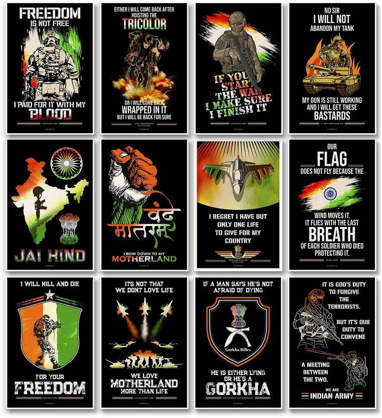 Set of 12 - Patriotic Posters, Indian Army Poster, Armed Forces ...