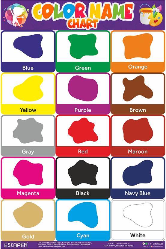 Colour Name Chart for Kids learning (11.5 x 17.5 inches) Photographic ...