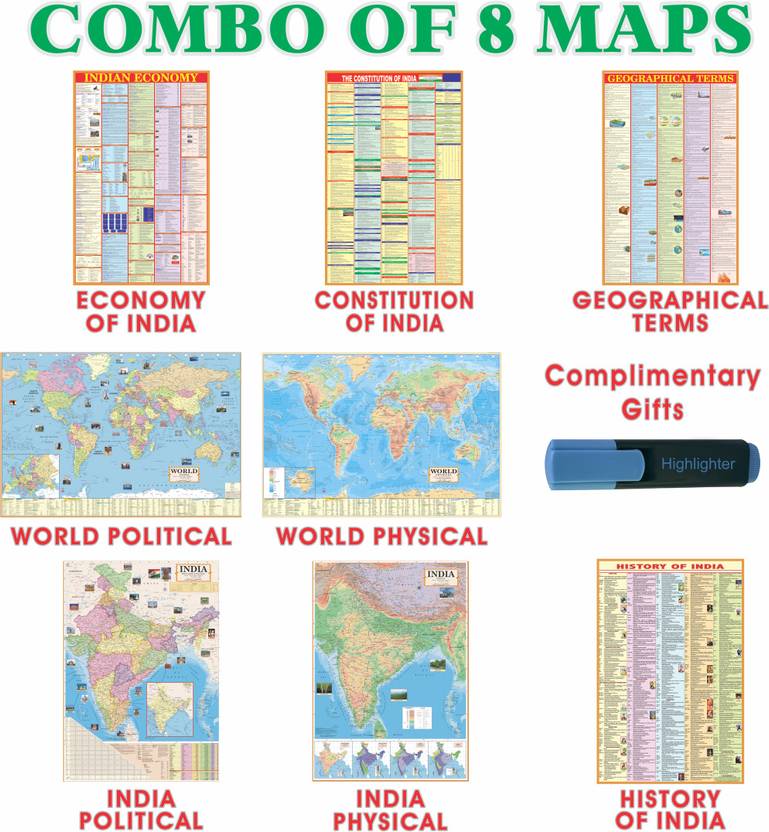 India & World Map ( Both Political & Physical ) with Constitution of ...