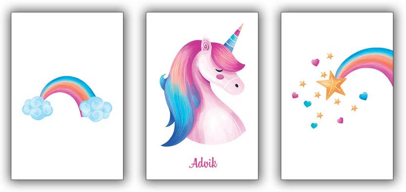 Advik Magical Unicorn Paintings / Posters for girls Paper Print ...
