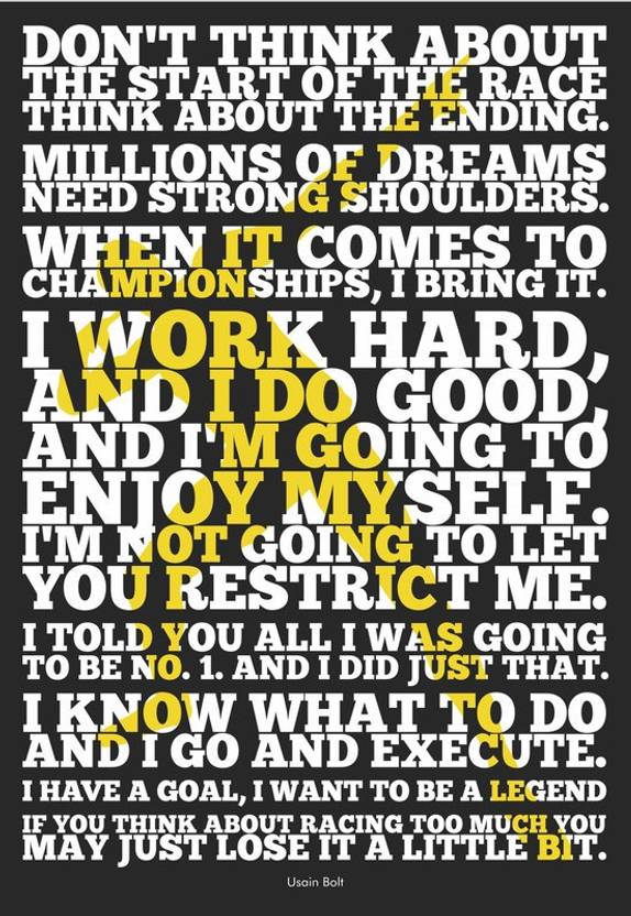 Poster Usain Bolt Sport Inspirational Quotes sl12491 (Large Poster ...