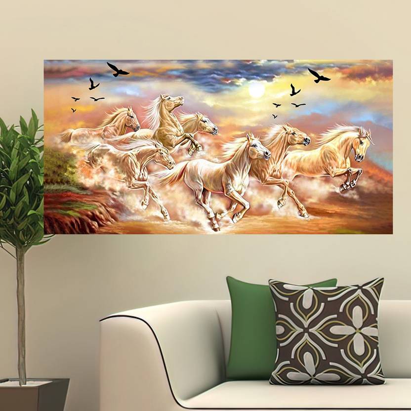 lucky seven horses running at sunrise ll 7 horse vastu poster in vinyl ...