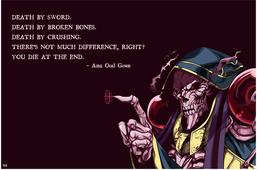 Overlord Anime Ainz Ooal Gown Quote Poster 18 x 12 inch 300 GSM Paper ...