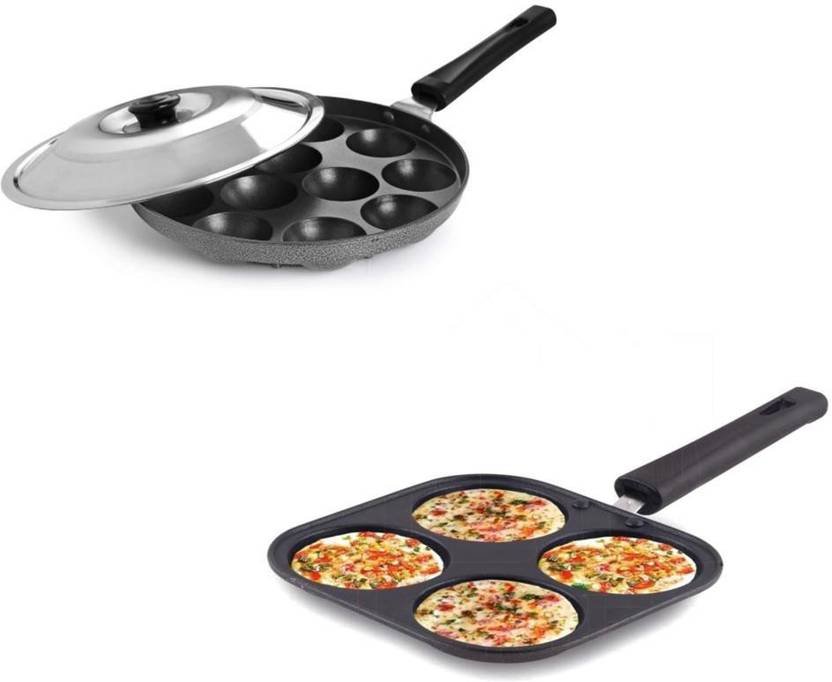 vitzie Appam Patra and Mini Uttapam Non-Stick Aluminum Cavity Aluminum ...