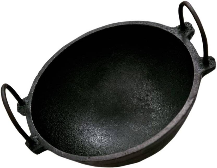 Seematiskitchen Cast Iron Kadai Pre Seasoned with Organic Vegetable Oil ...