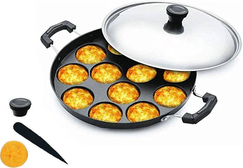 Signamio 12 Cavity Appam Patra Two Side Handle with Steel lid & Picker ...
