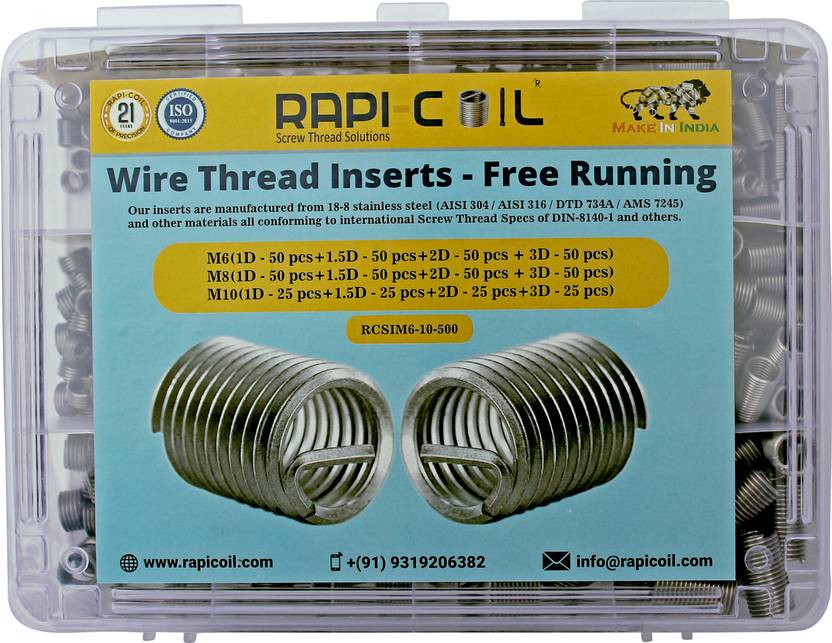 Rapi-Coil 500Pcs 304 Stainless Steel-M6 M8 M10, Wire Thread Inserts ...