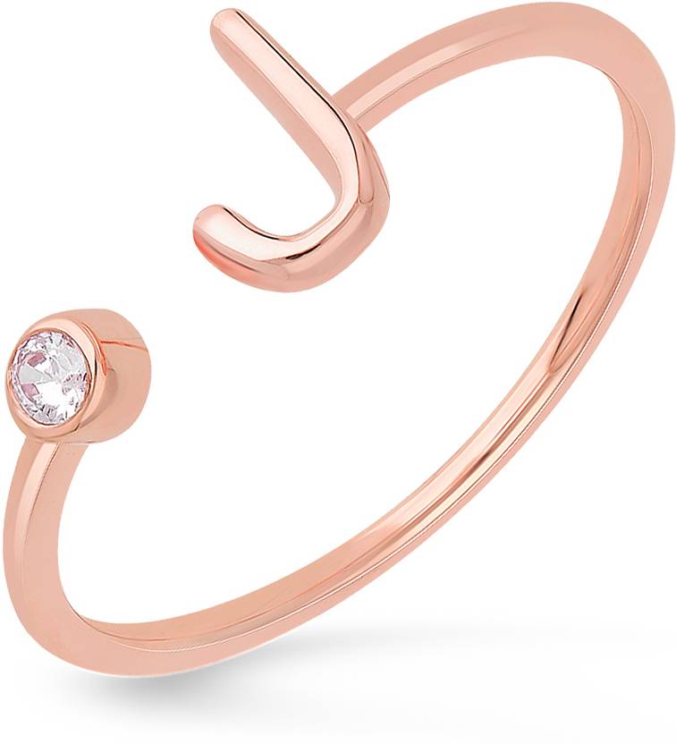 MALABAR GOLD & DIAMONDS Alphabet J Gold Ring BIS hallmark 14kt Rose ...