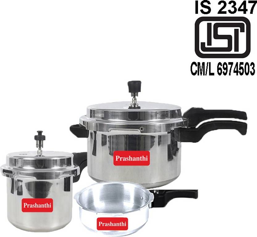 Prashanthi Ganga Aluminium Pressure Cooker Combo (Common Lid Pan) 2 L ...