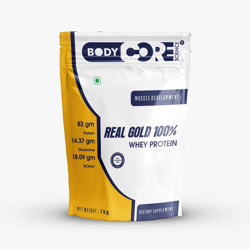 Body Core Science Real Gold 100& Whey Protein- 1 Kg(Chocolate) Whey ...