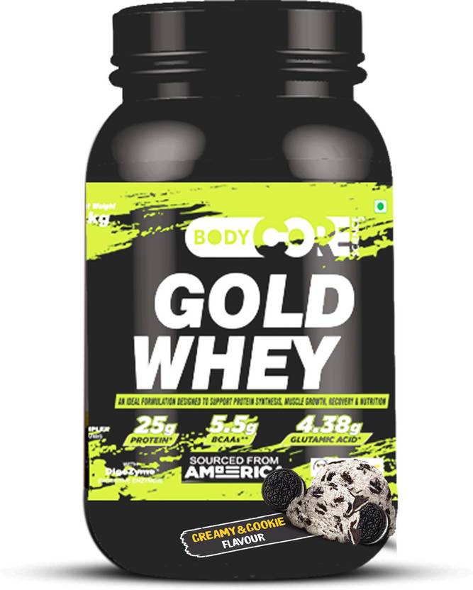 Body Core Science Gold Whey Green-1Kg(Creamy & Cookie) Whey Protein ...