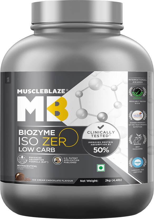 MUSCLEBLAZE Biozyme Iso-Zero, Low Carb, 100% Pure Isolate Whey Protein ...