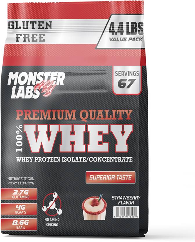 monster labs Monster Whey Protein Bag 4.4 LBS Strawberry Flavor Whey ...