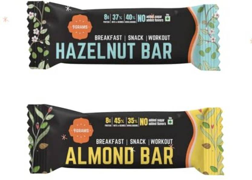 9grams Energy Bar-2 X Almond + 2 X Hazelnut Wholegrains & nuts, No ...