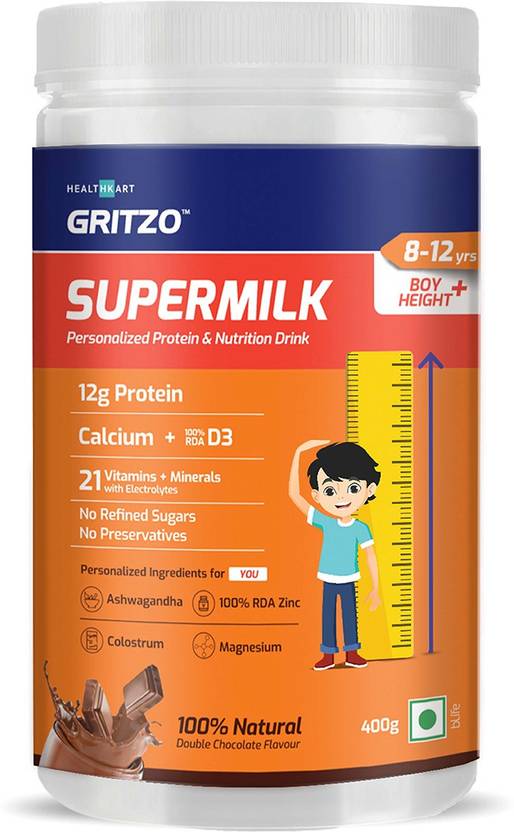 Gritzo SuperMilk Height+ for 8-12 Yr Boys, Health Drink & Kids ...