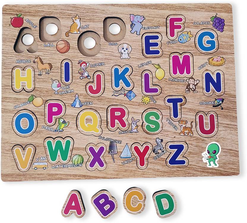 geniuskids Wooden Capital ABCD Block Puzzle for Kids - Wooden Capital ...