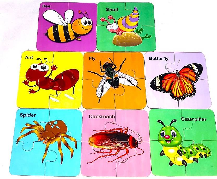 PETERS PENCE Wooden Multi-Color 8 SET OF INSECT PUZZLE CARDS for Kids ...
