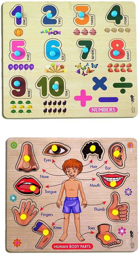Enorme Mini Wooden Human Body Parts and Numbers Puzzle with Knobs Game ...