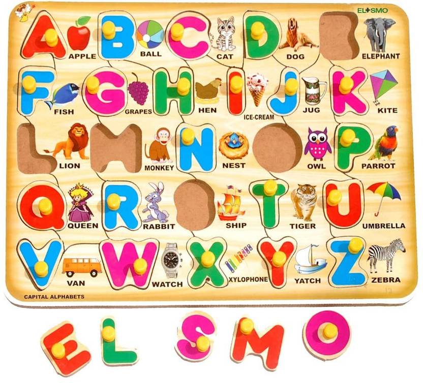 EL SMO Wooden Capital Alphabets Letter Learning Educational Tray Toy ...