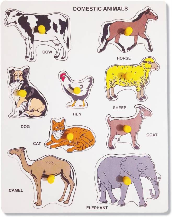 Mind Blast Domestic Animals Wooden Puzzle for Kids - Colorful ...