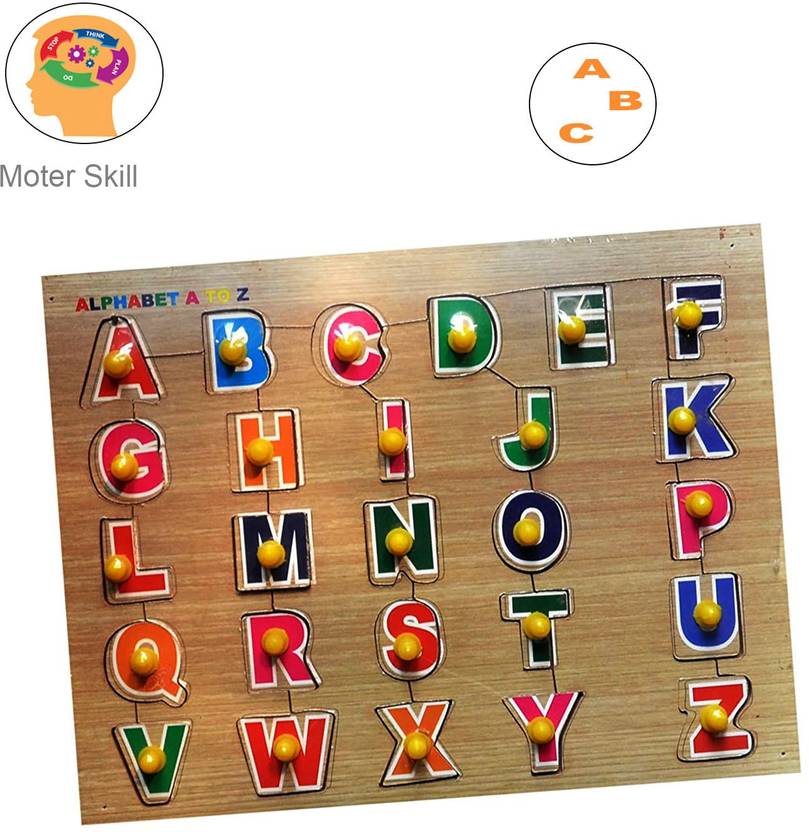 Poktum Wooden ABCD Blocks for Kids 3 Years Alphabets for Kids Learning ...