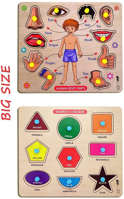 Enorme Big Wooden Human Body Parts, Shape and Colors Puzzle with Knobs ...