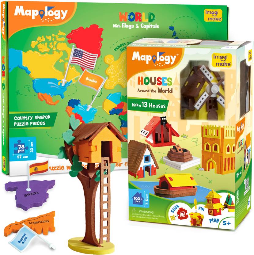 Imagimake Mapology - World Map Puzzle with Houses Around the World ...