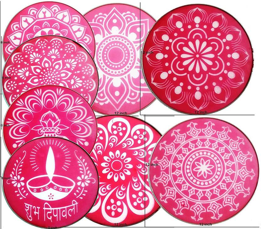 manrish Rangoli Making Om Swastik Flower MultiDesigns Colorful Stencils ...
