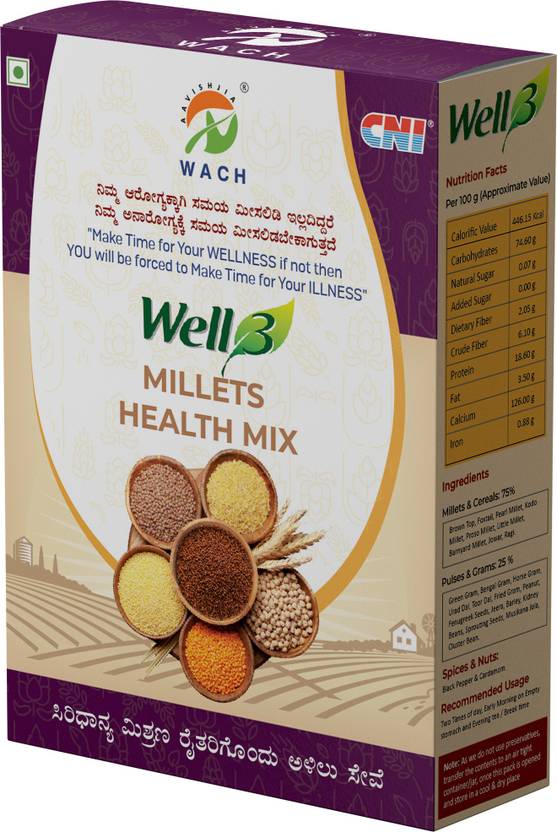 Wach Well 3 Millets Health Drink Mix With Protein, Dietary, Fiber ...