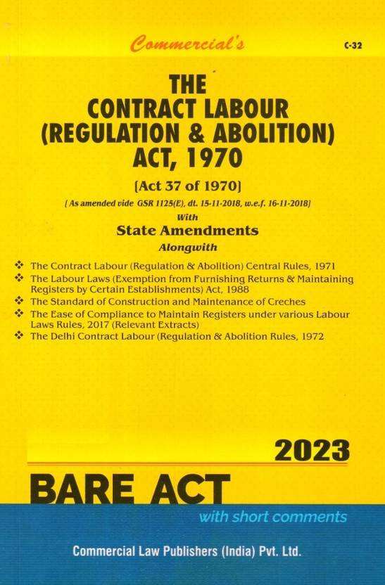 THE CONTRACT LABOUR REGULATION ABOLITION ACT 1970 Edition 2023 Buy the-contract-labour-regulation-abolition-act-1970-edition-2023-buy