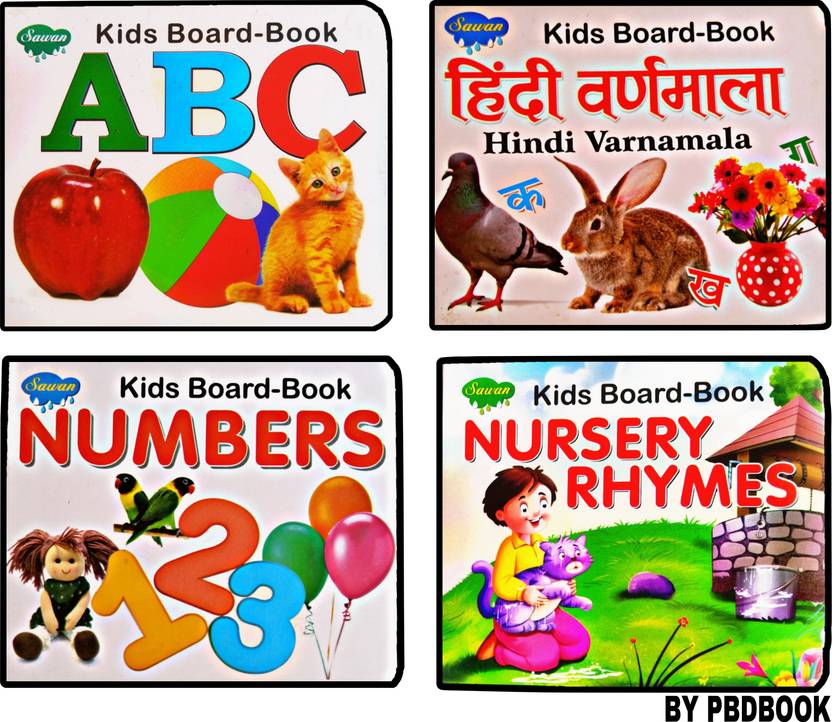 Kids Board-Book ABC, Hindi Varnamala, Numbers, Nursery Rhymes Cm 11x9 ...
