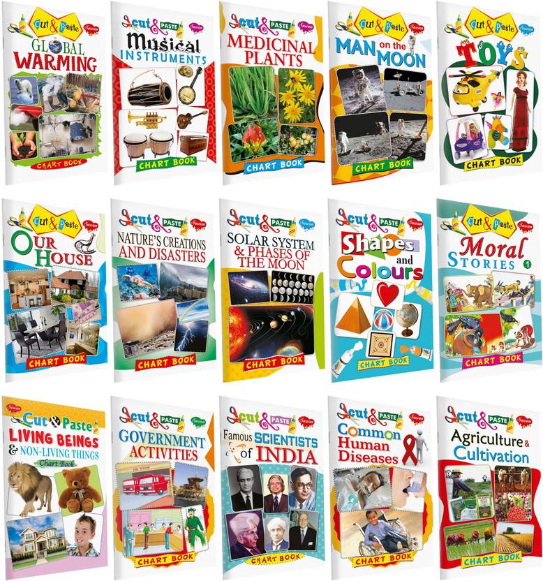 Sawan Presents Pack Of 15 Books Combo 6 | Cut And Paste Chart Books For ...
