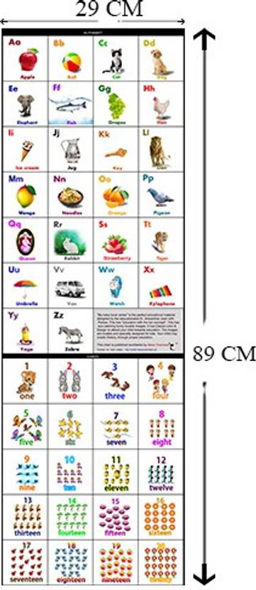 ABCD And Numbers Charts For Kids,Non- Tearable, Waterproof,fully ...