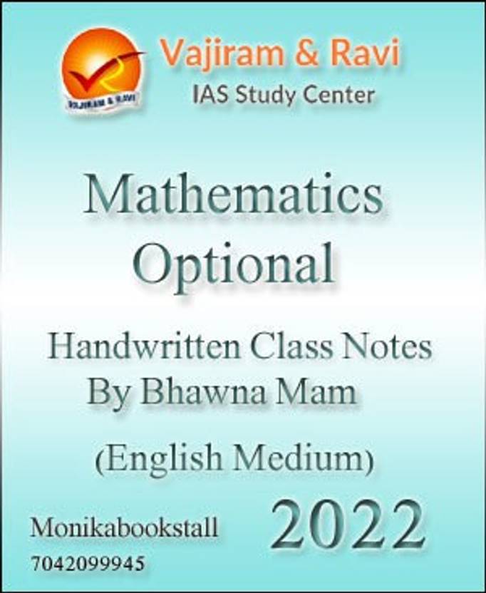 Vajiram And Ravi Mathematics Optional By Bhawna Mam Class Notes 2022 ...