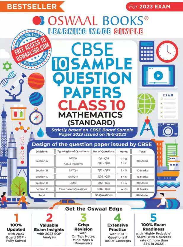 Oswaal CBSE Sample Question Papers Class 10 Mathematics Standard Book ...