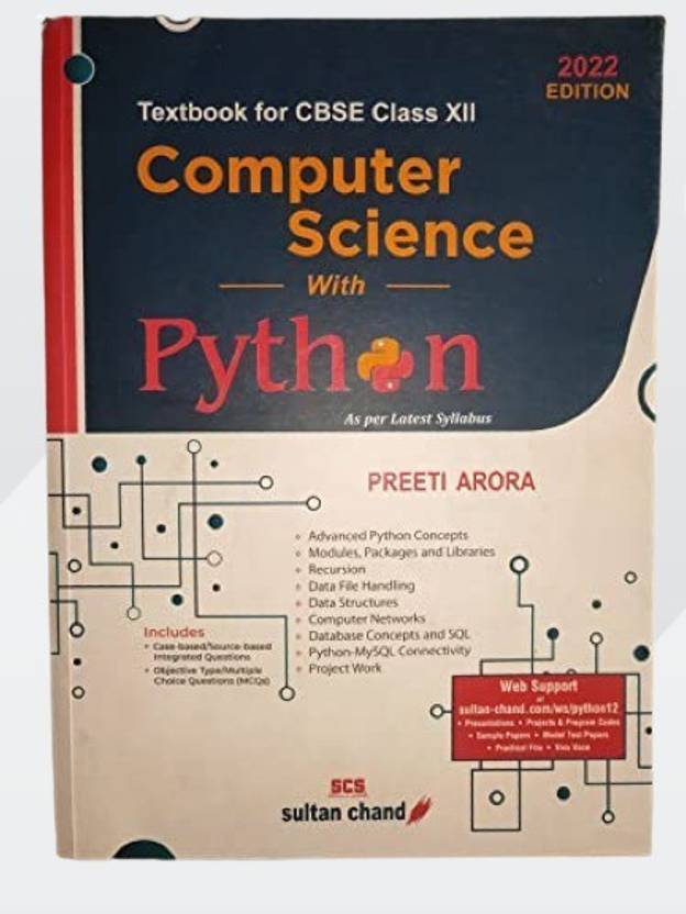 Textbook For Cbse Class 12th Computer Science With Python As Per Latest Syllabus By Preeti Arora