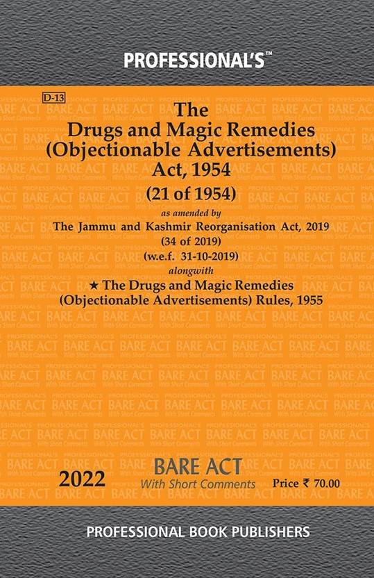 Drugs And Magic Remedies (Objectionable Advertisements) Act, 1954 ...