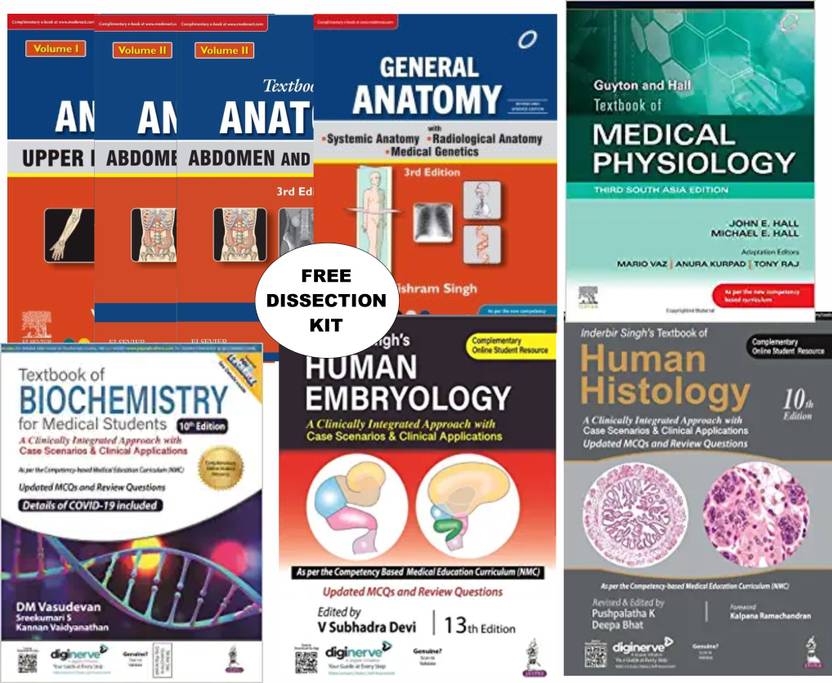 M.B.B.S 1ST Year Set With Free Dissection Kit {1 Human Anatomy (Vishram ...