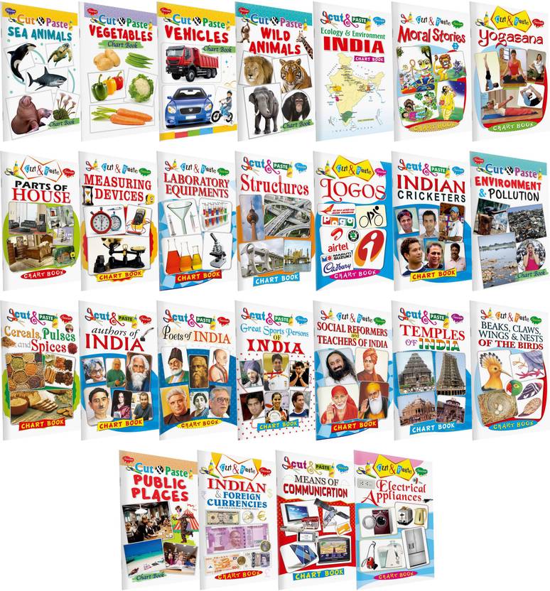 Sawan Presents Pack Of 25 Books Combo 4 | Cut And Paste Chart Books For ...